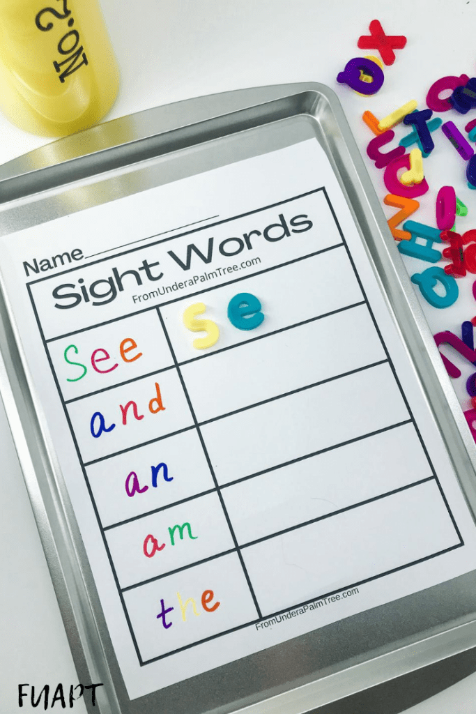 Sight Word Practice with Magnetic Letters > From Under a Palm Tree