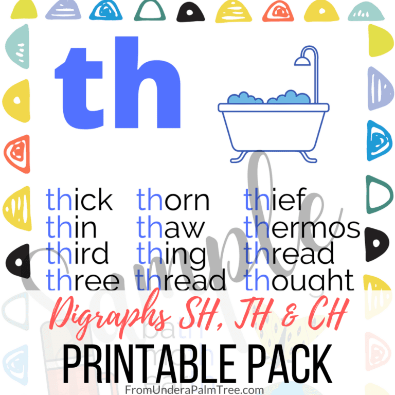 Digraphs SH, TH, CH Printable Pack > From Under a Palm Tree