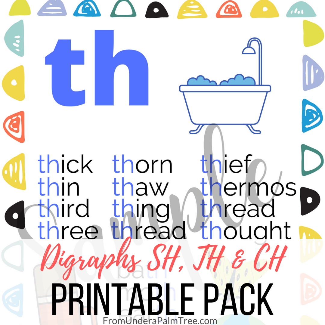 Digraphs SH, TH, CH Printable Pack > From Under a Palm Tree