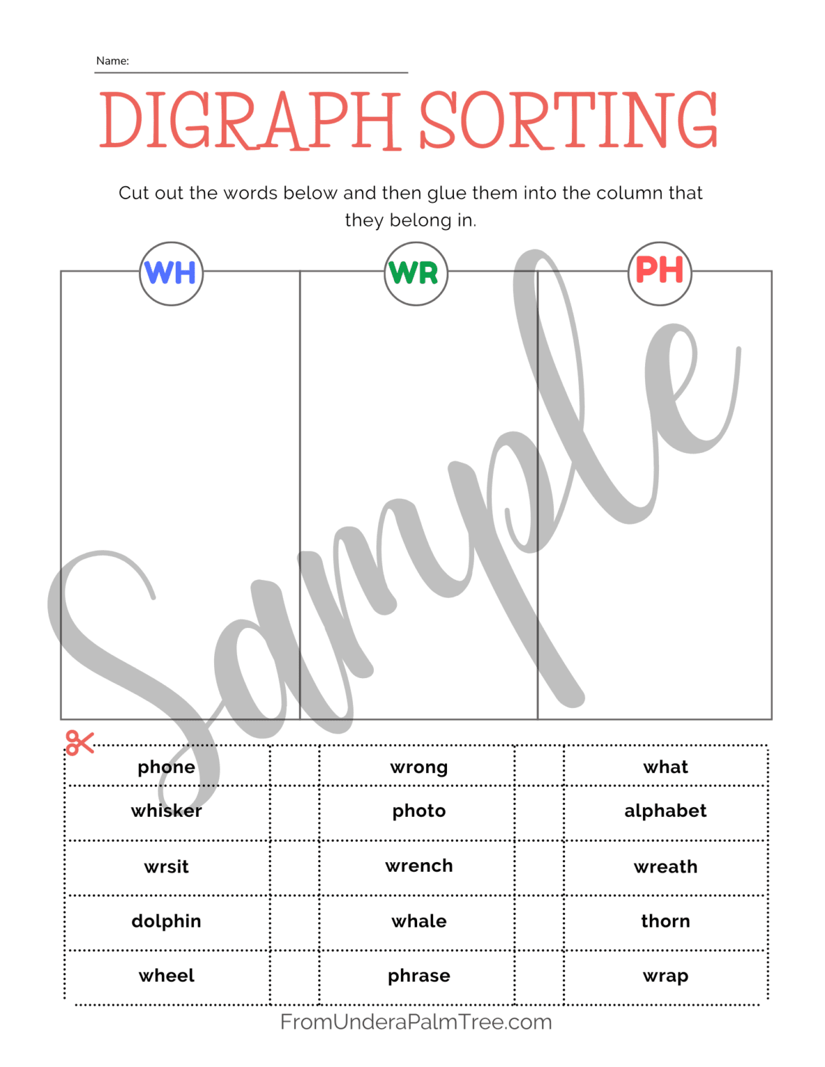 Digraphs WH, WR, PH Printable Pack > From Under a Palm Tree