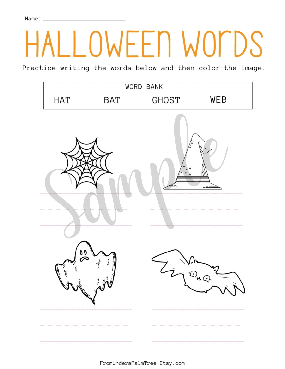 Kindergarten Halloween Worksheet Pack > From Under a Palm Tree