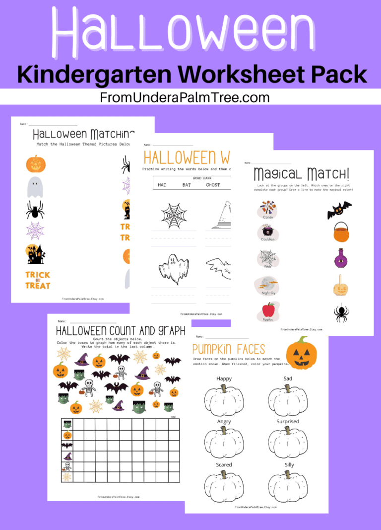 Kindergarten Halloween Worksheet Pack > From Under a Palm Tree
