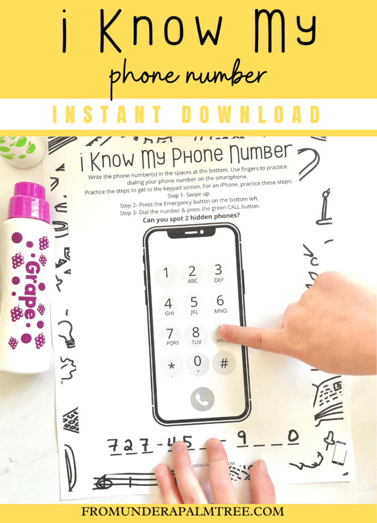 I Know My Phone Number Printable > From Under a Palm Tree