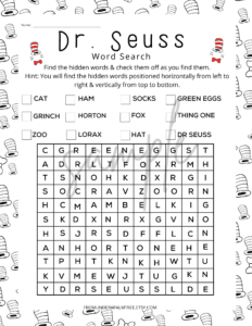 Fun Dr. Seuss Worsheets > From Under a Palm Tree