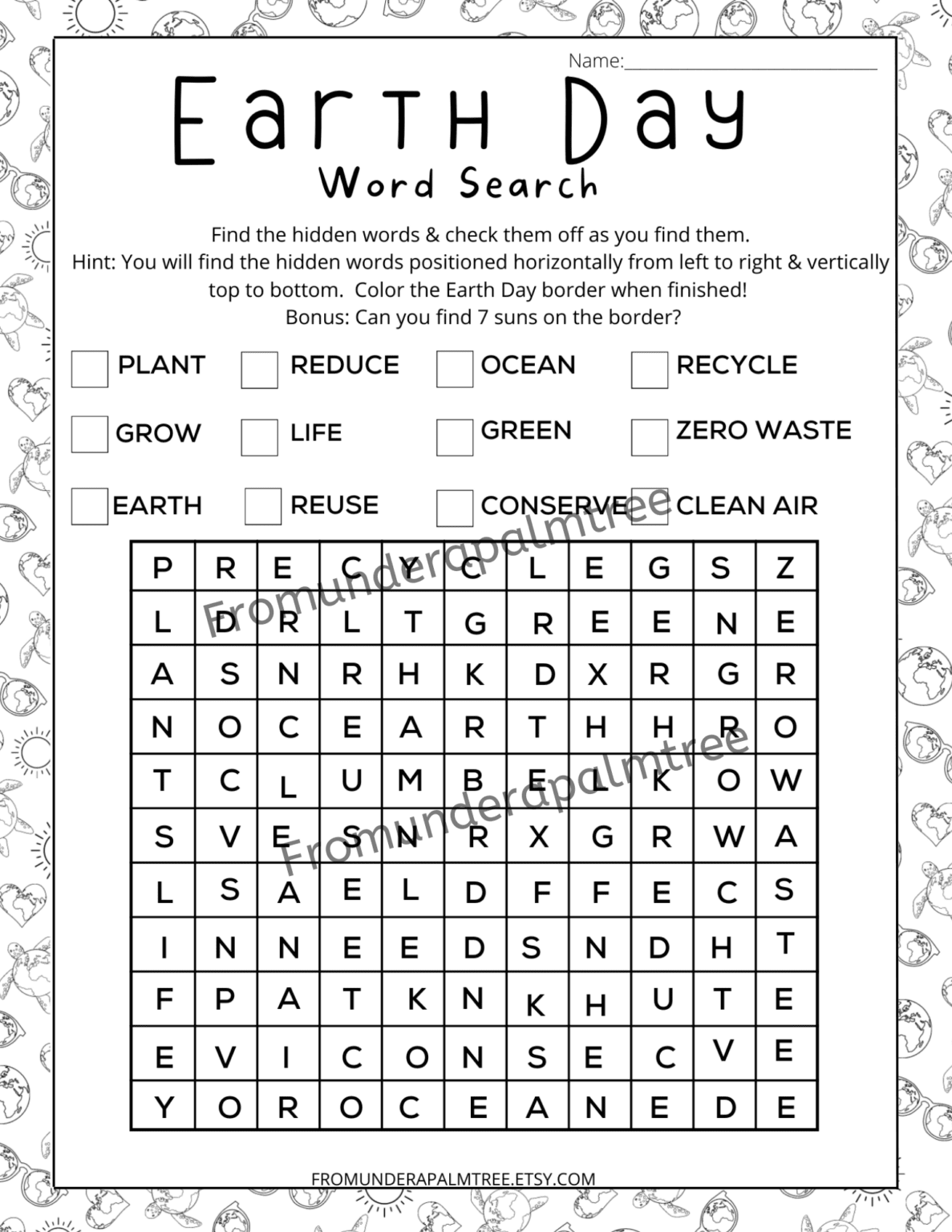 Earth Day Worksheet Pack > From Under a Palm Tree