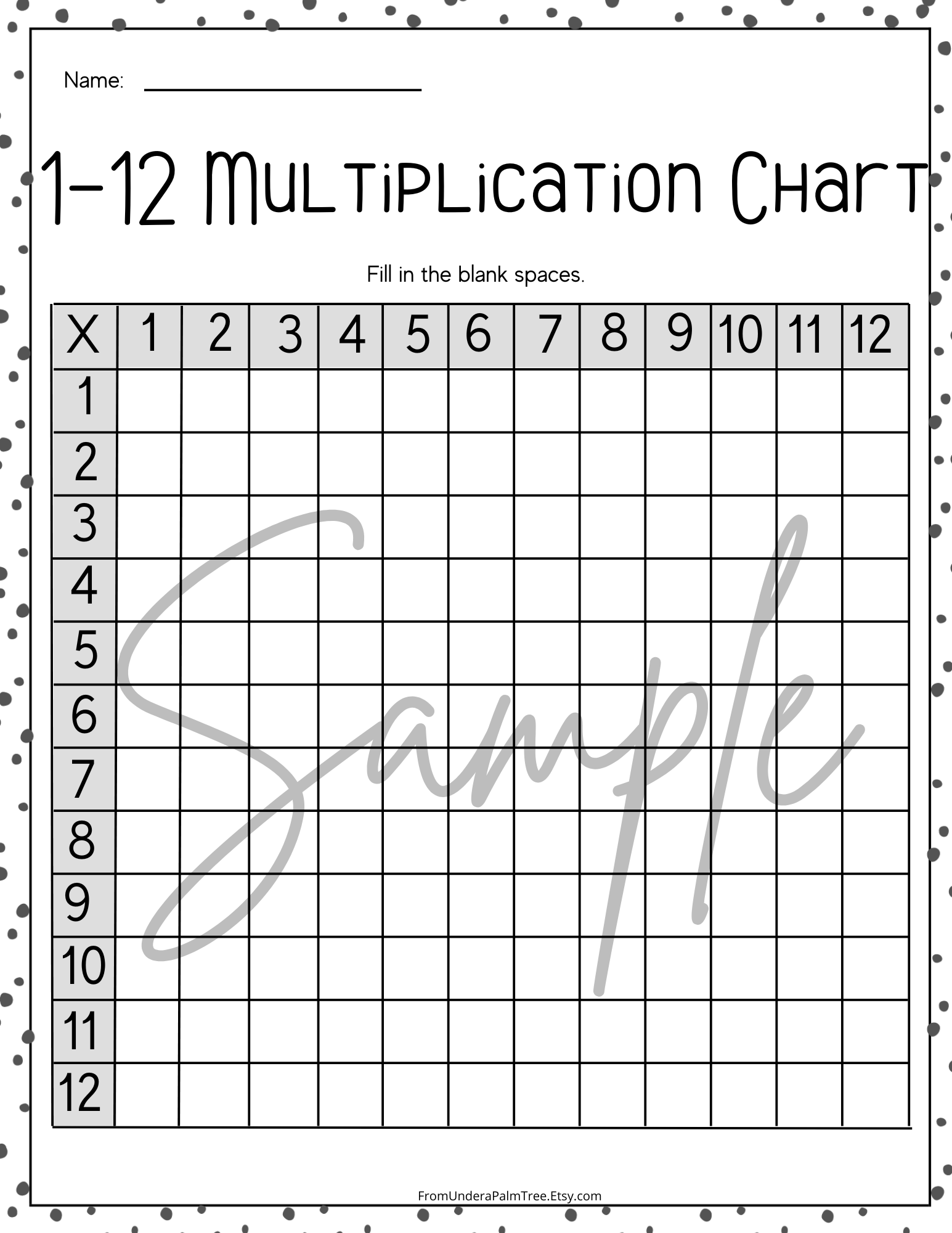 Multiplication Facts Worksheet Bundle > From Under a Palm Tree