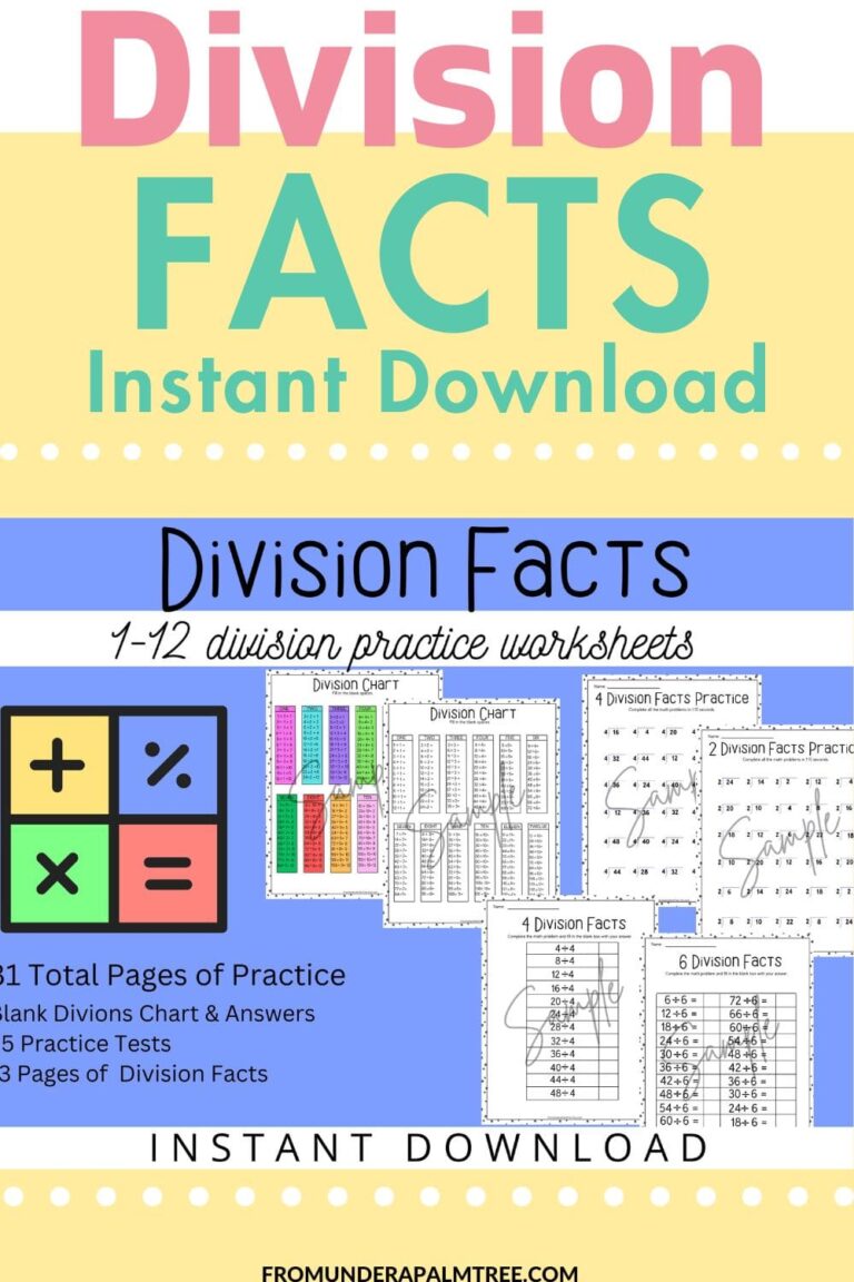 Division Facts Worksheet Bundle > From Under a Palm Tree