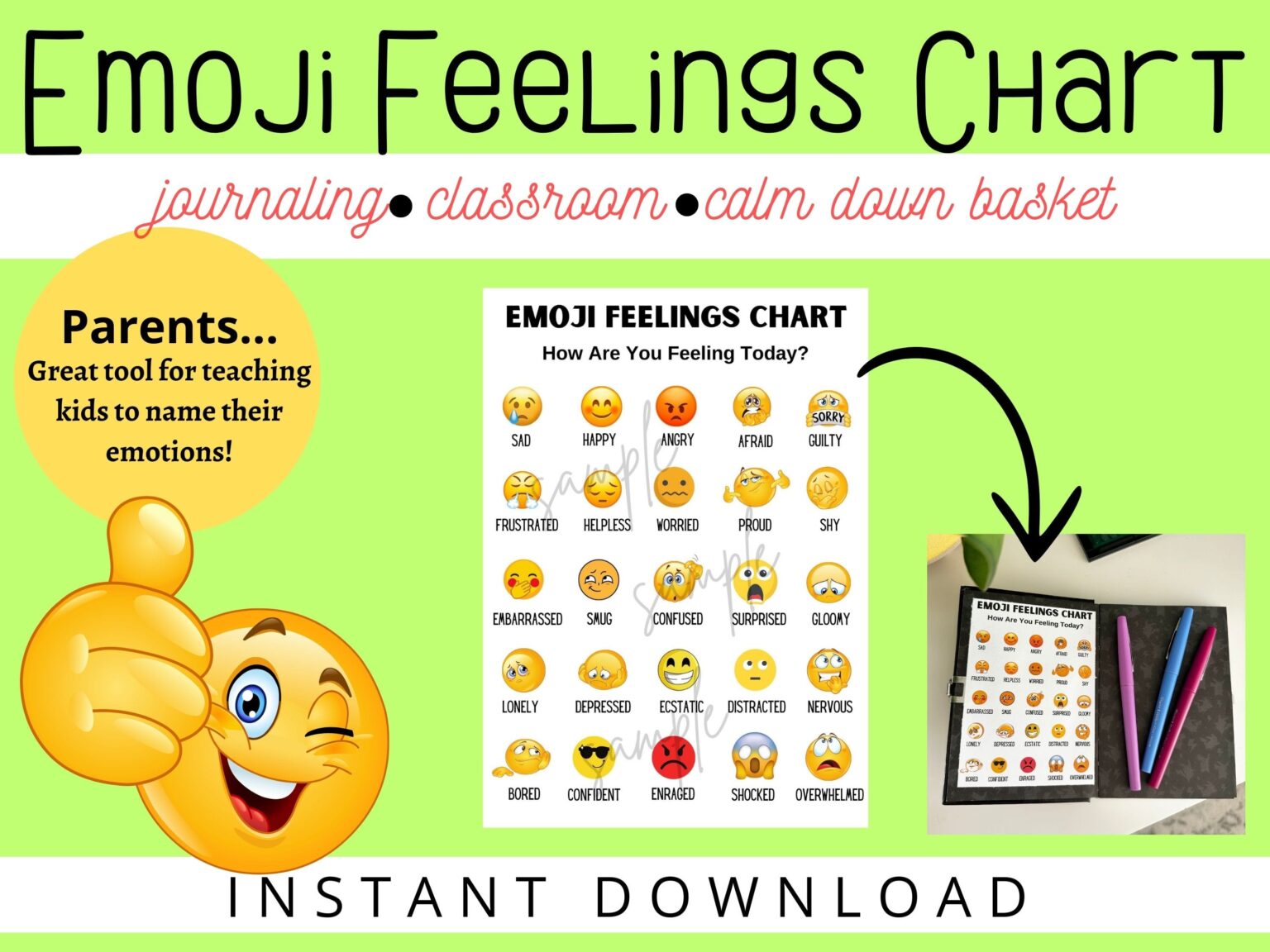Printable Emoji Feelings Chart for Kids > From Under a Palm Tree