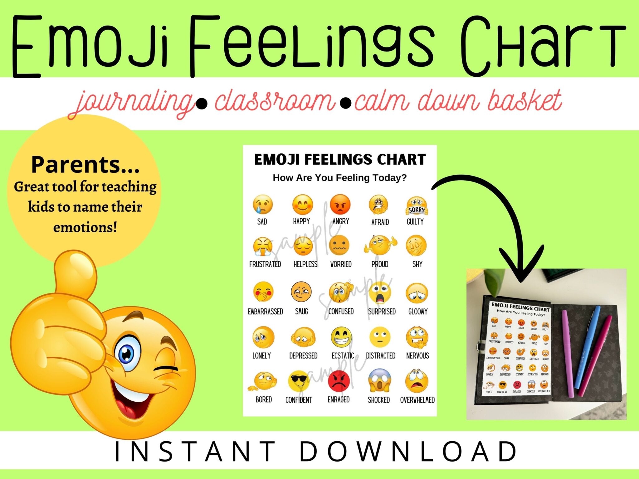 Printable Emoji Feelings Chart for Kids > From Under a Palm Tree