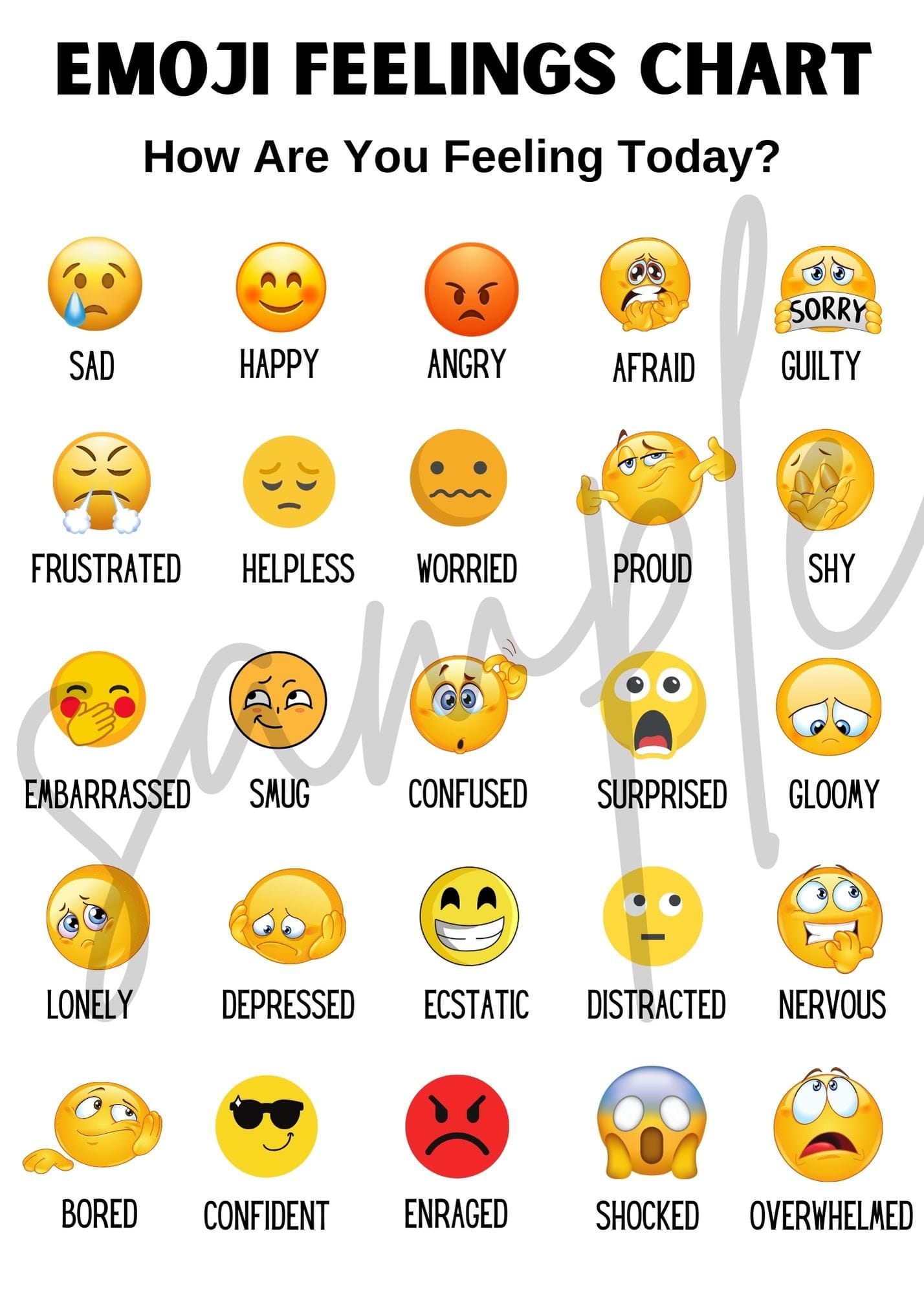 Printable Emoji Feelings Chart for Kids > From Under a Palm Tree