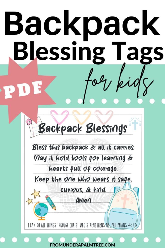 Printable Backpack Blessing Tags for Kids > From Under a Palm Tree