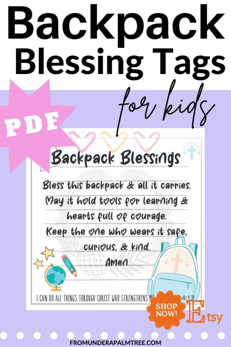 Printable Backpack Blessing Tags for Kids > From Under a Palm Tree