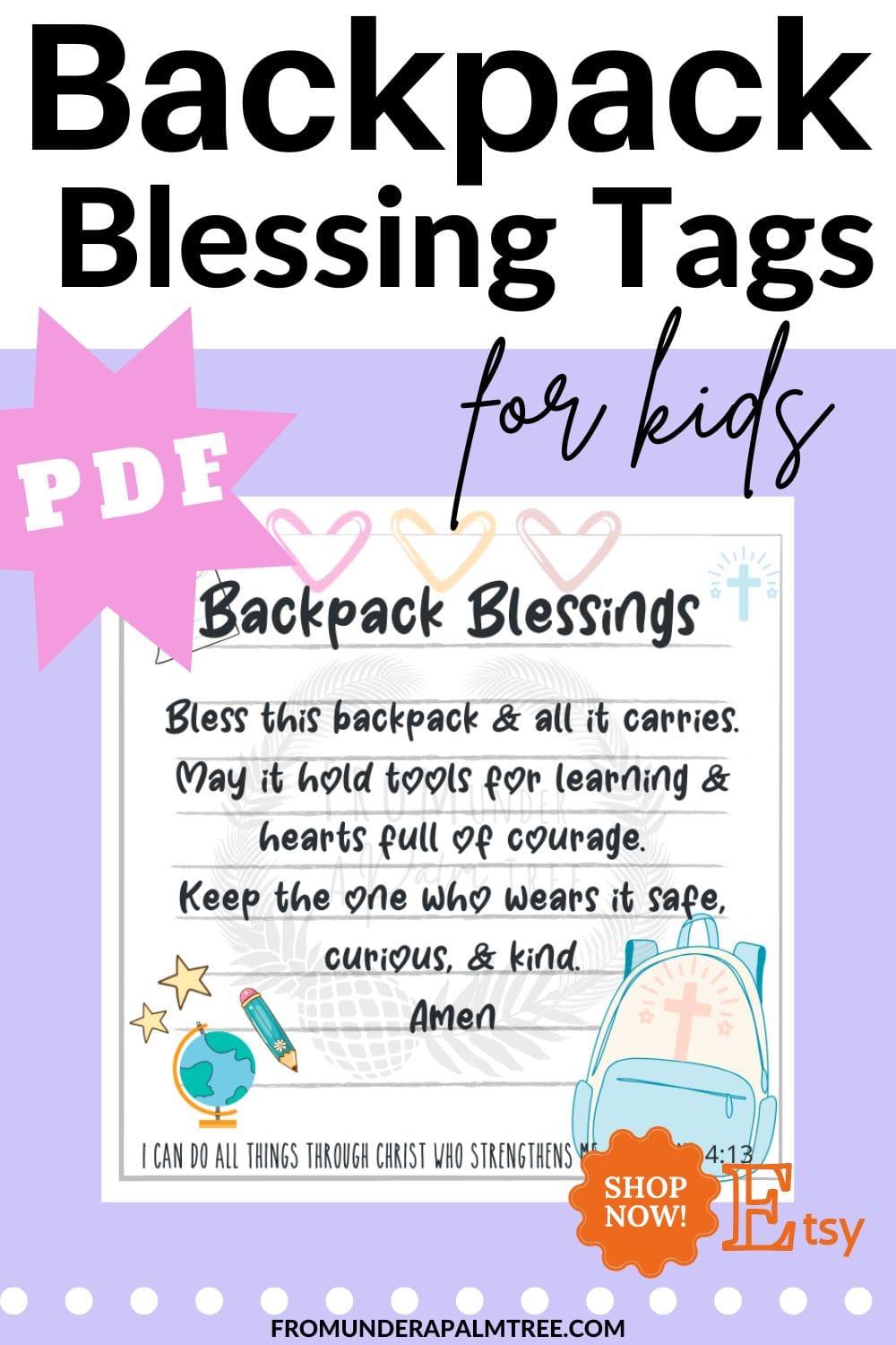 Printable Backpack Blessing Tags for Kids > From Under a Palm Tree
