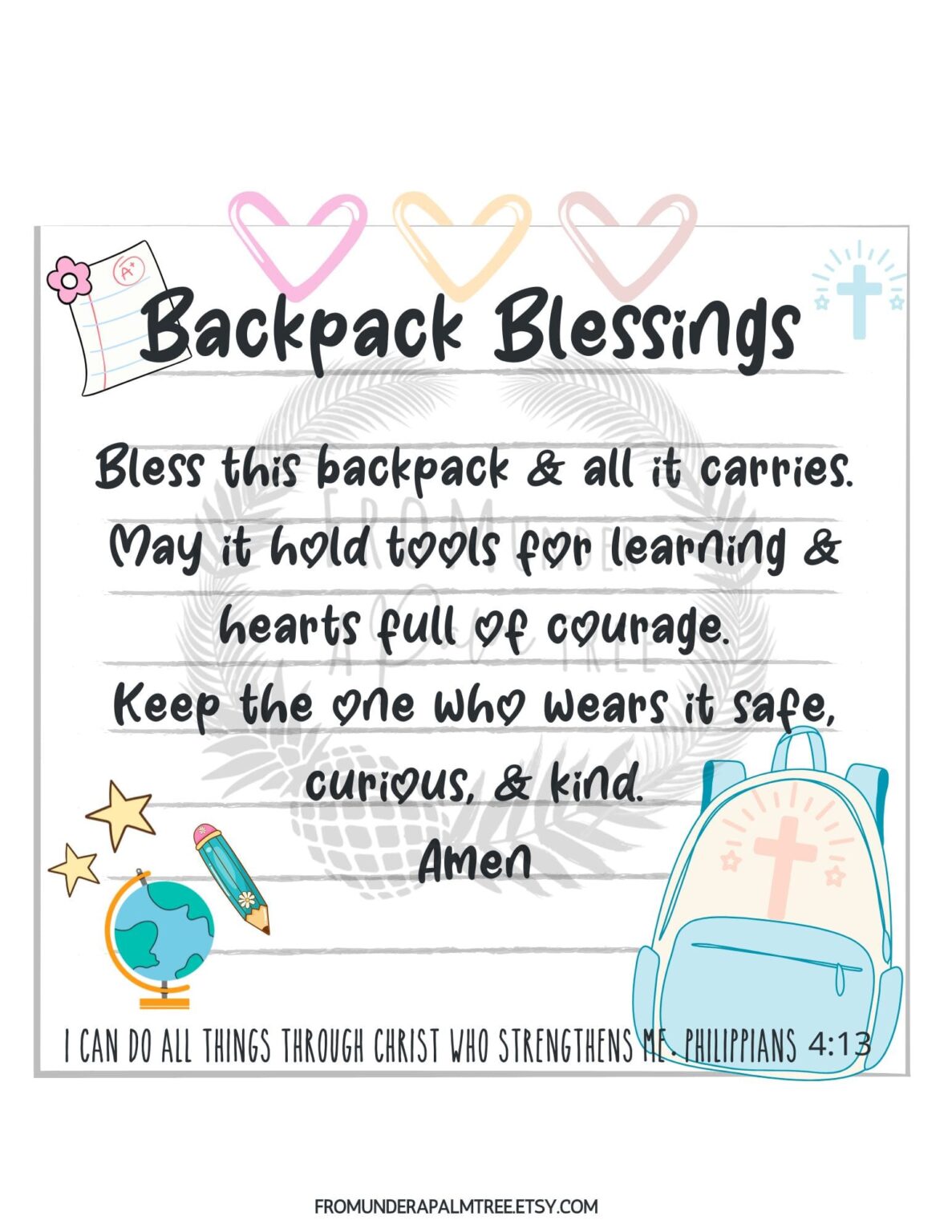 Printable Backpack Blessing Tags for Kids > From Under a Palm Tree
