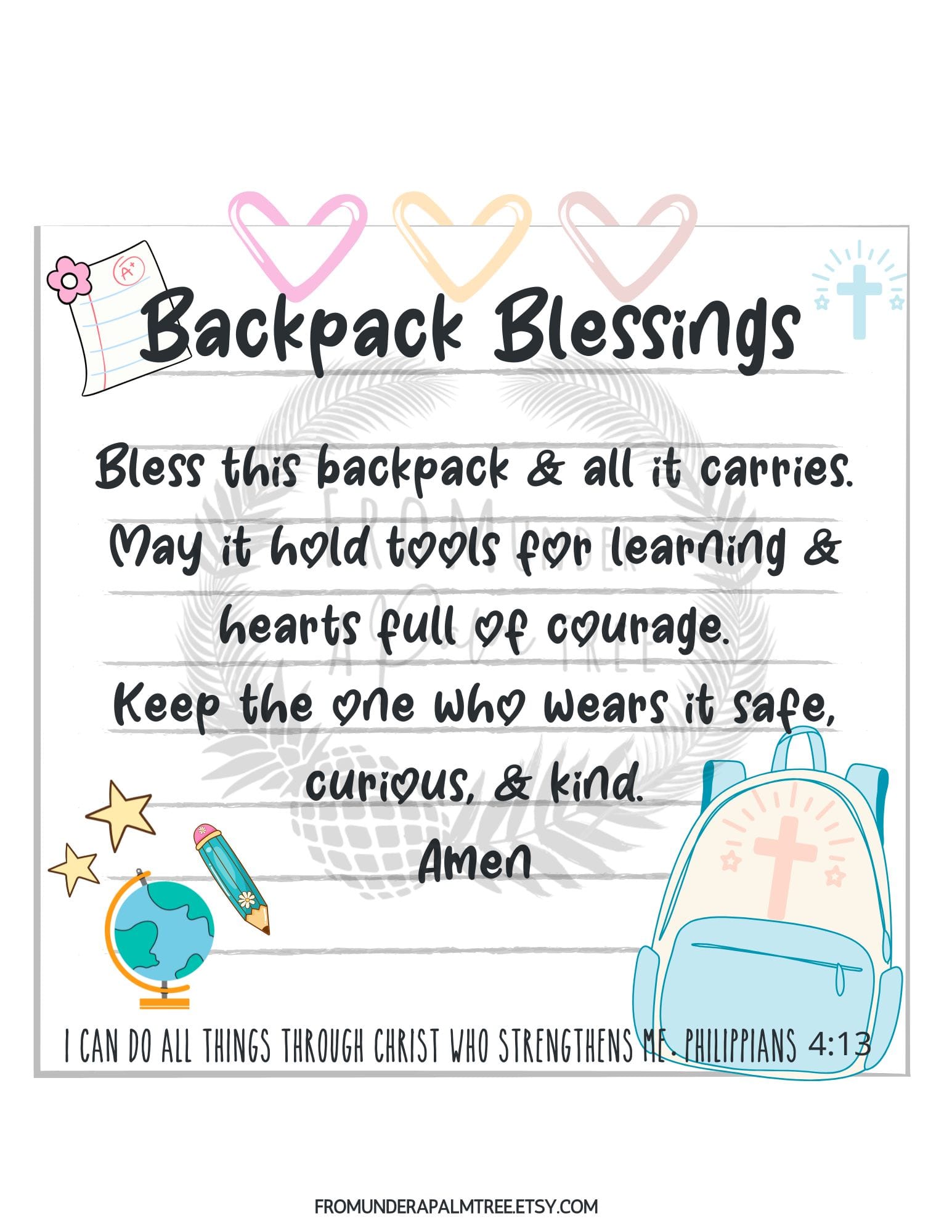 Printable Backpack Blessing Tags for Kids > From Under a Palm Tree