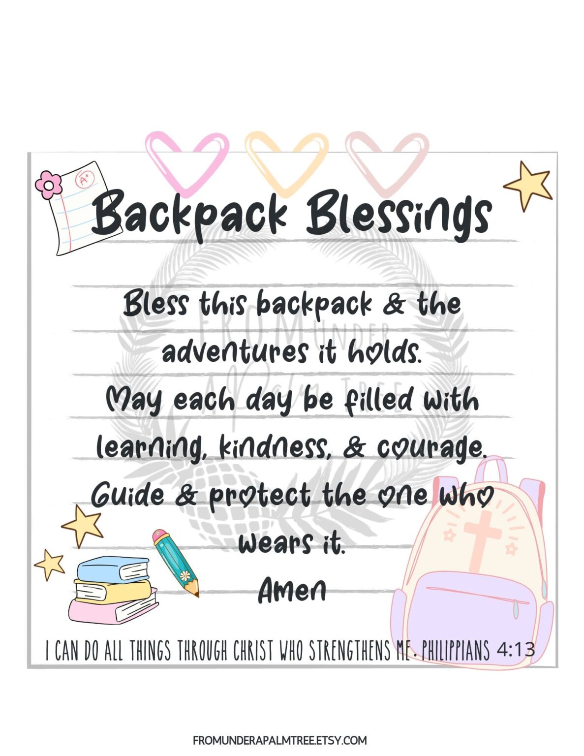 Printable Backpack Blessing Tags for Kids > From Under a Palm Tree