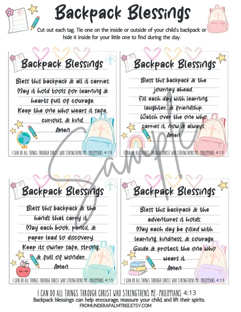 Printable Backpack Blessing Tags for Kids > From Under a Palm Tree