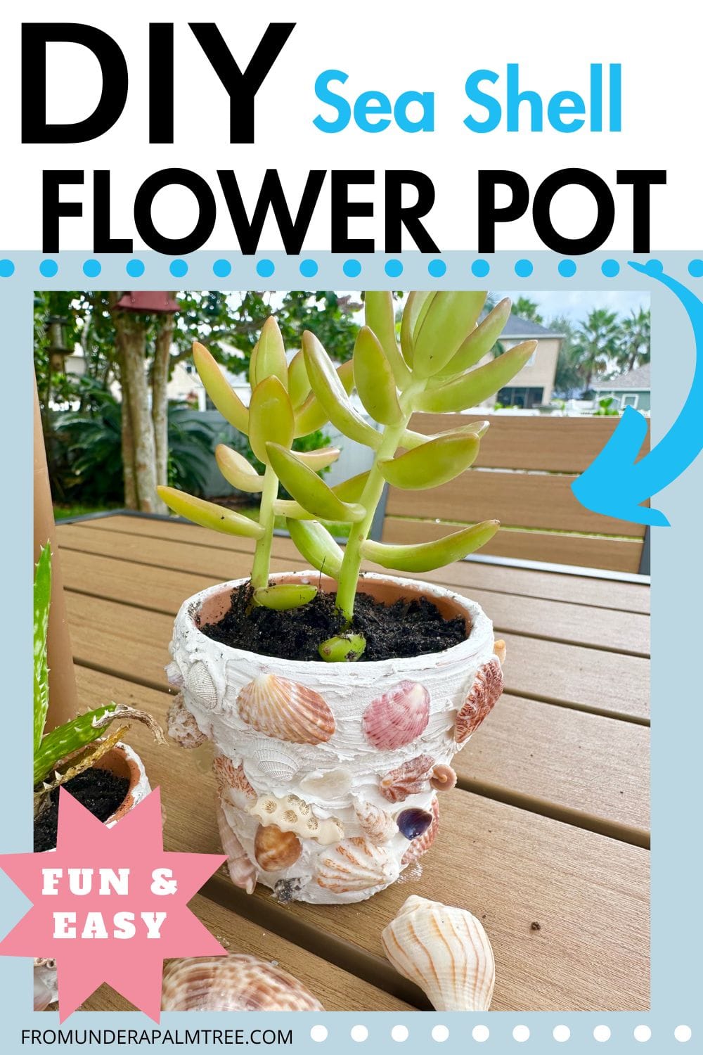 DIY Seashell Flower Pot > From Under a Palm Tree
